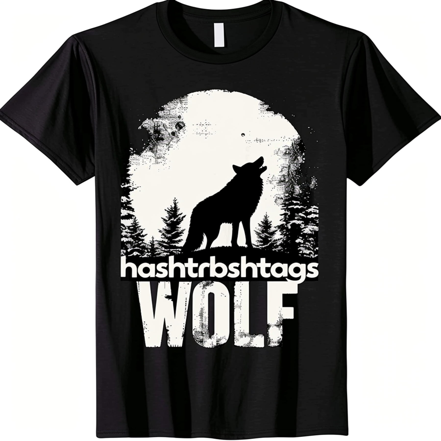 Brother Wolf Howling Moonlight Black T Shirt Unique Design High Detail Vector Illustration ...