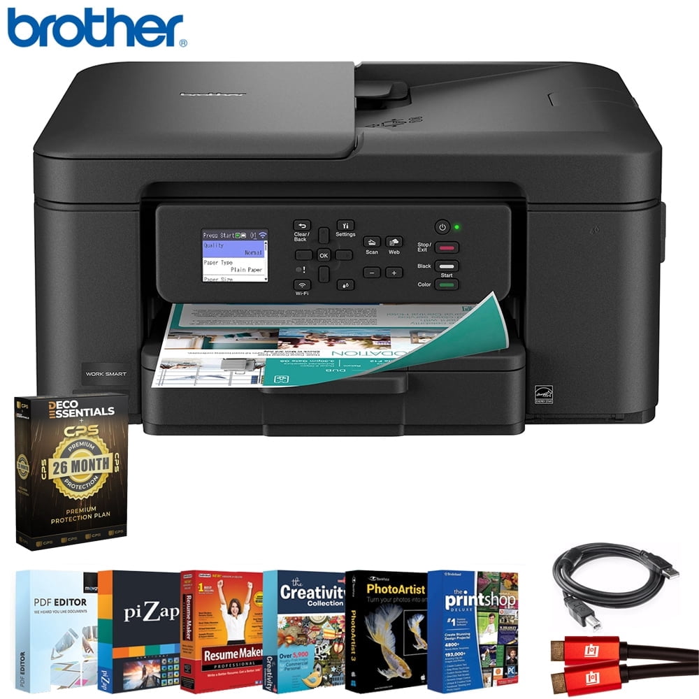 Brother Work Smart 1360 Wireless Color Inkjet All-in-One Printer Bundle ...