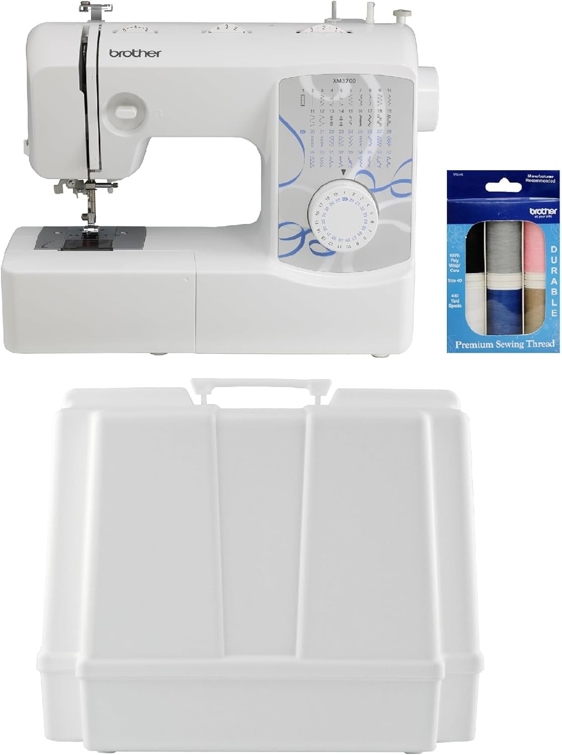 Brother XM3700 37-Stitch Free Arm Sewing Machine and Hard Plastic ...