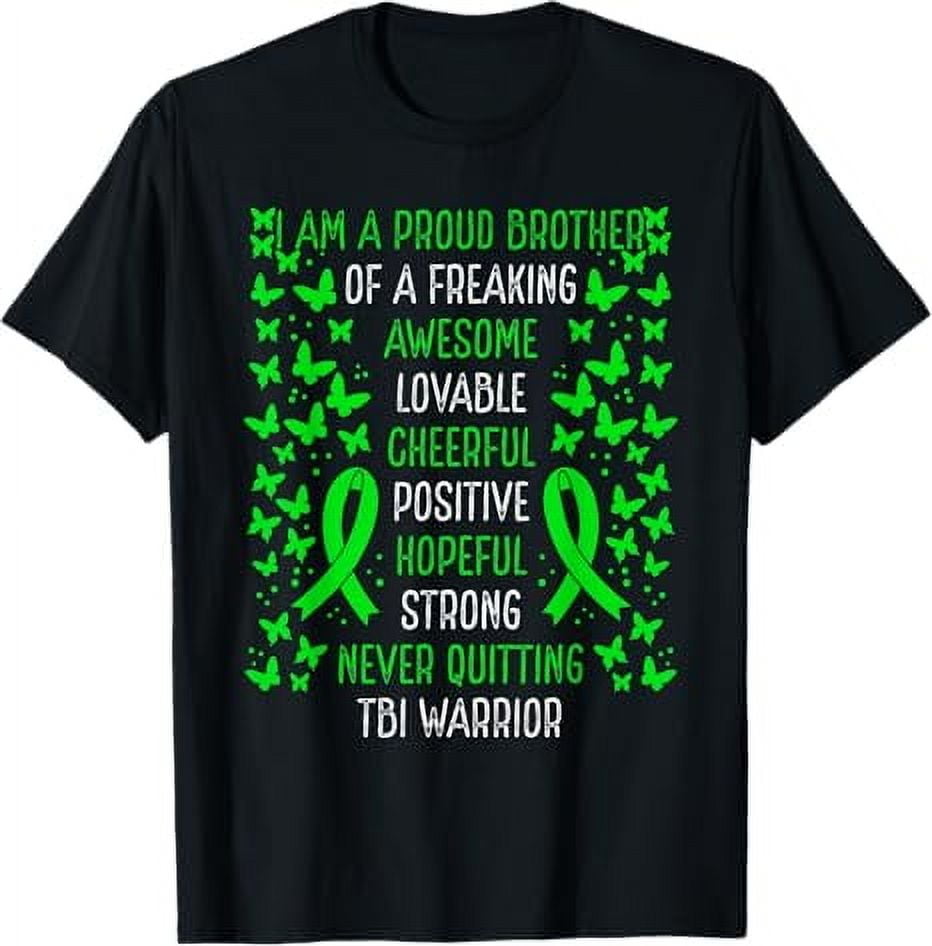 Brother of Traumatic Brain Injury Warrior Awareness Ribbon T-Shirt ...