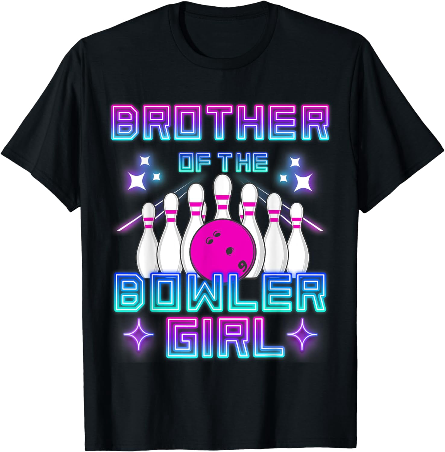 Brother of the Bowler Girl Best Family Bowling Birthday Cotton T-Shirt ...