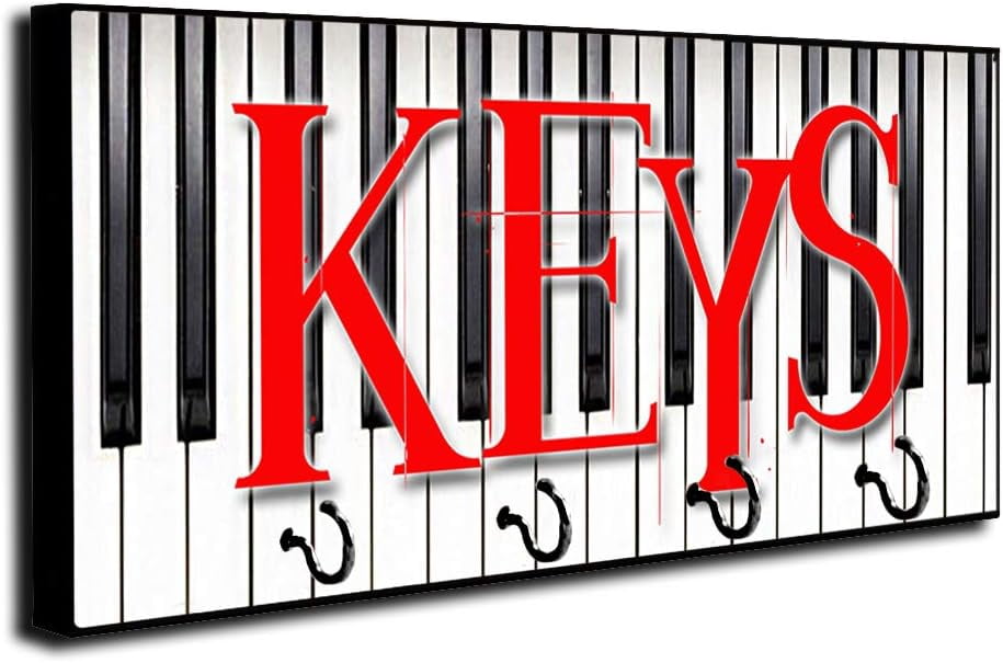 Brotherhood Black White Piano Keys Design Key Holder Organizer Wall ...