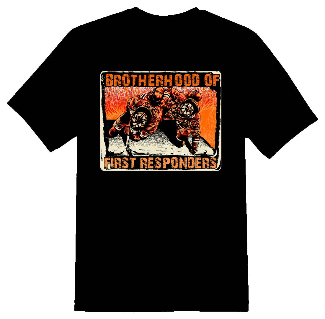 Brotherhood Of First Responders firemen fireman black tee shirt ...