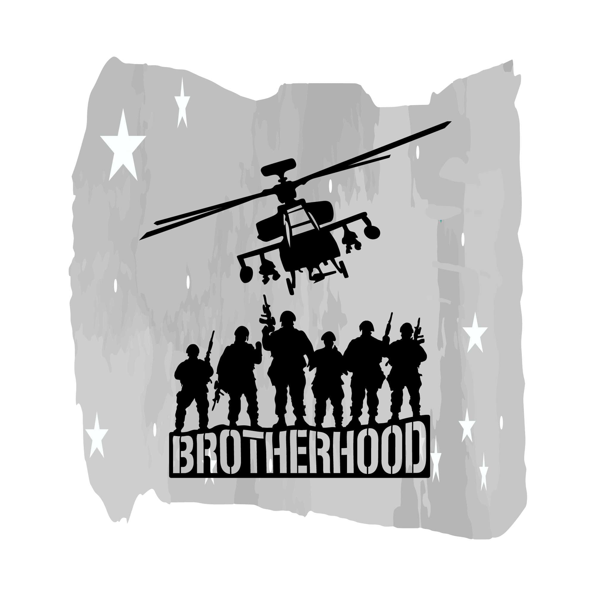 Brotherhood Soldiers Troops Helicopter Silhouette Vinyl Decal Wall Art ...