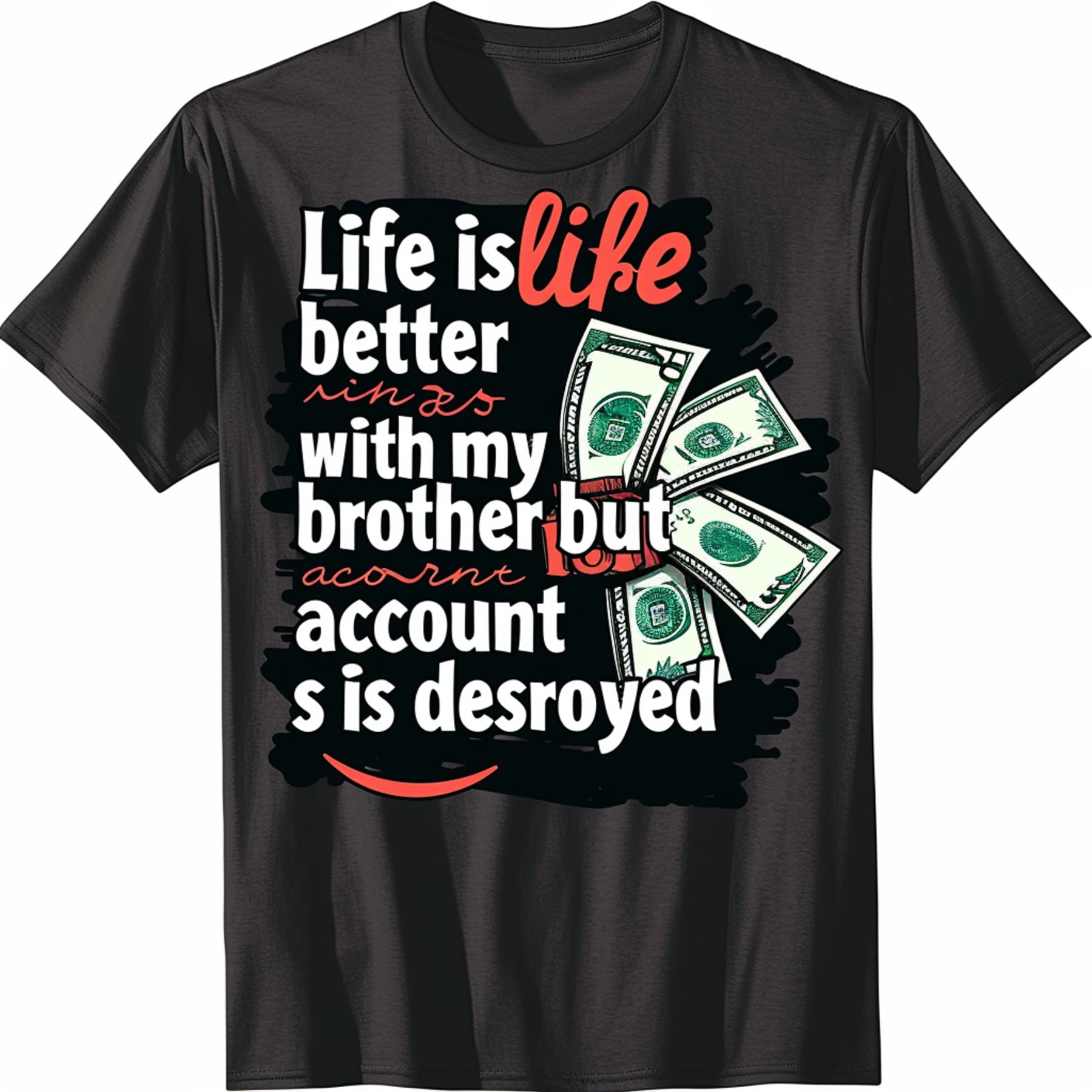 Brotherly Love & Bankruptcy: Cartoon Style T Shirt Design with Money ...