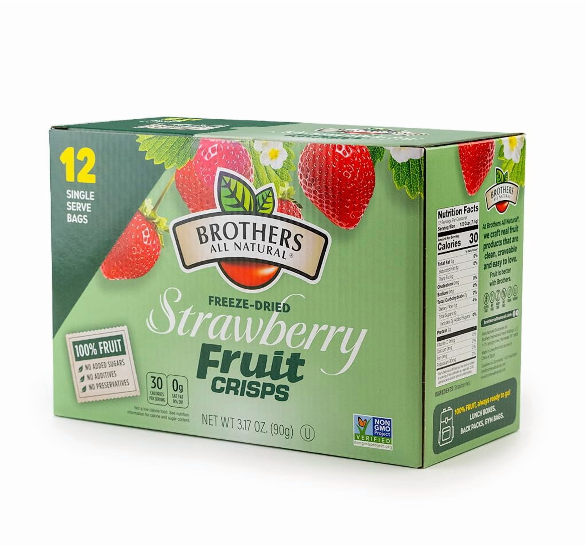 Brothers All Natural Freeze Dried Strawberry Fruit Crisps, Convenient ...