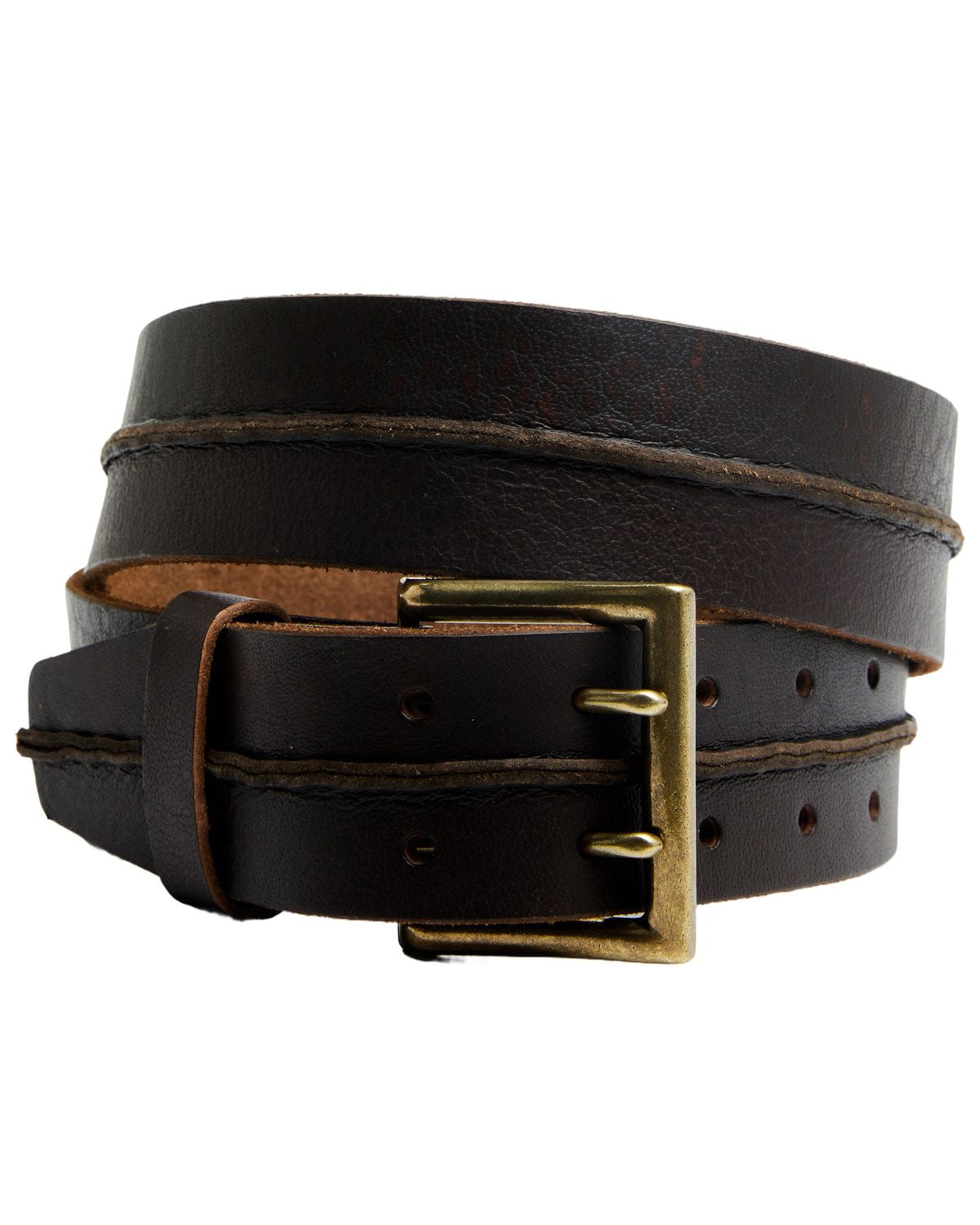 Brothers And Sons Men's Center Bump Double Prong Belt Dark Brown 42 ...