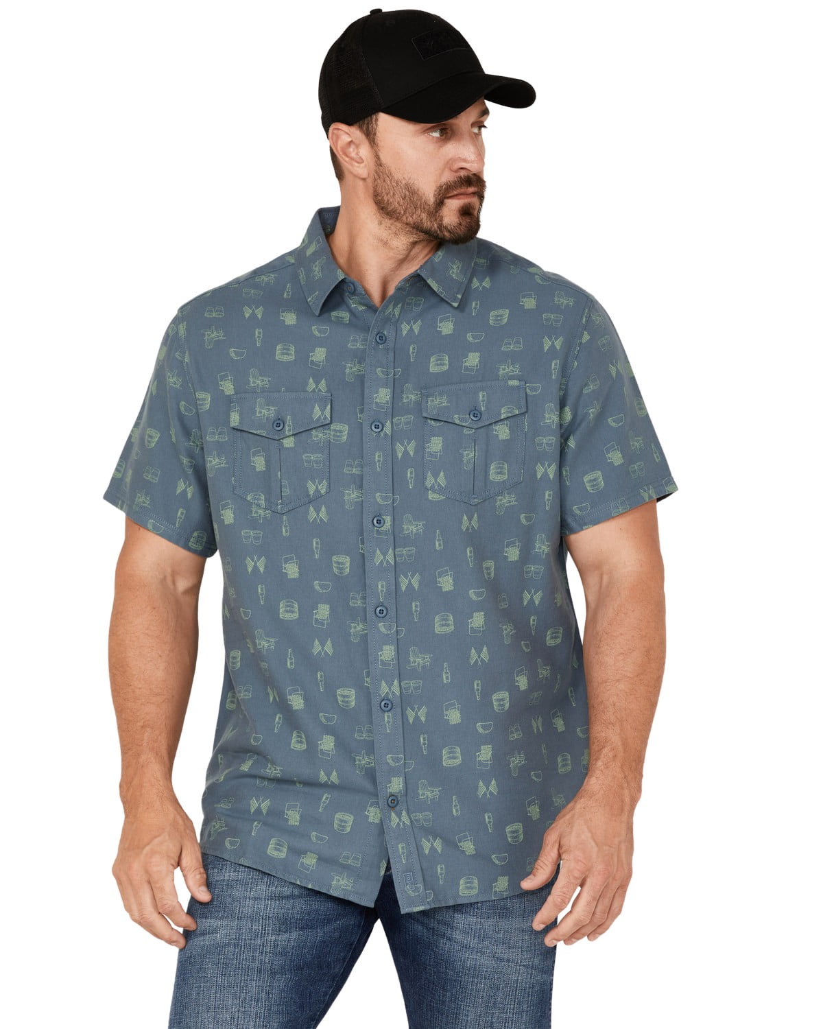Brothers And Sons Men's Conversational Print Short Sleeve Button-Down ...