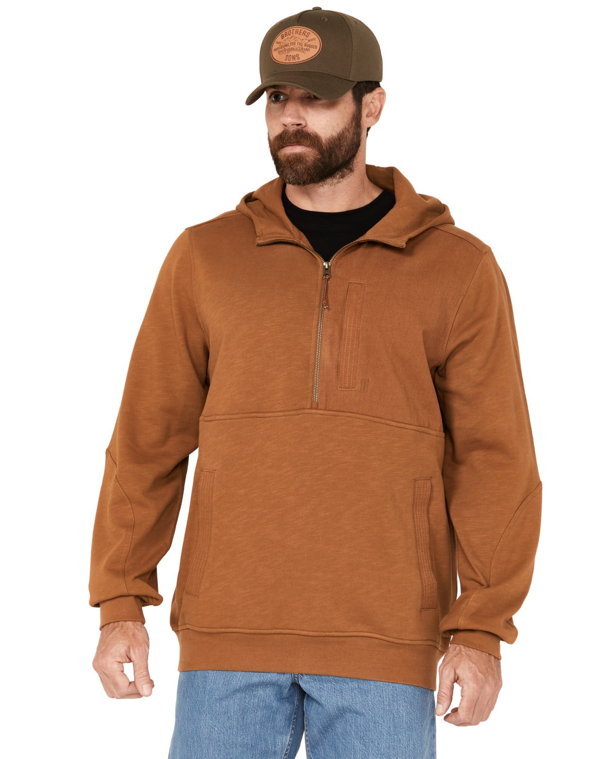 Brothers And Sons Men's Hardin French Terry Hooded Zip Sweatshirt Rust ...