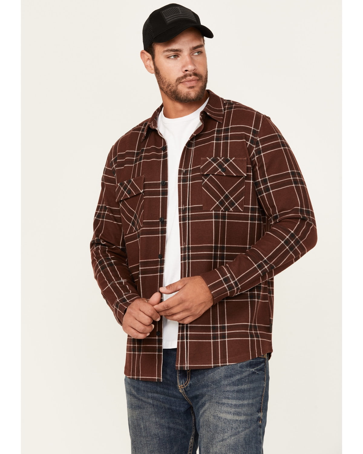 Brothers And Sons Men's Locket Plaid Print Long Sleeve Button-Down ...