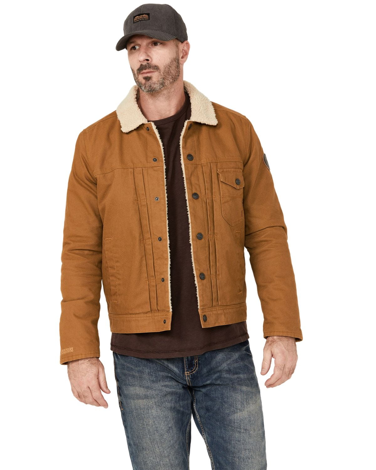 Brothers And Sons Men's Sherpa Lined Canvas Jacket Camel Large US ...
