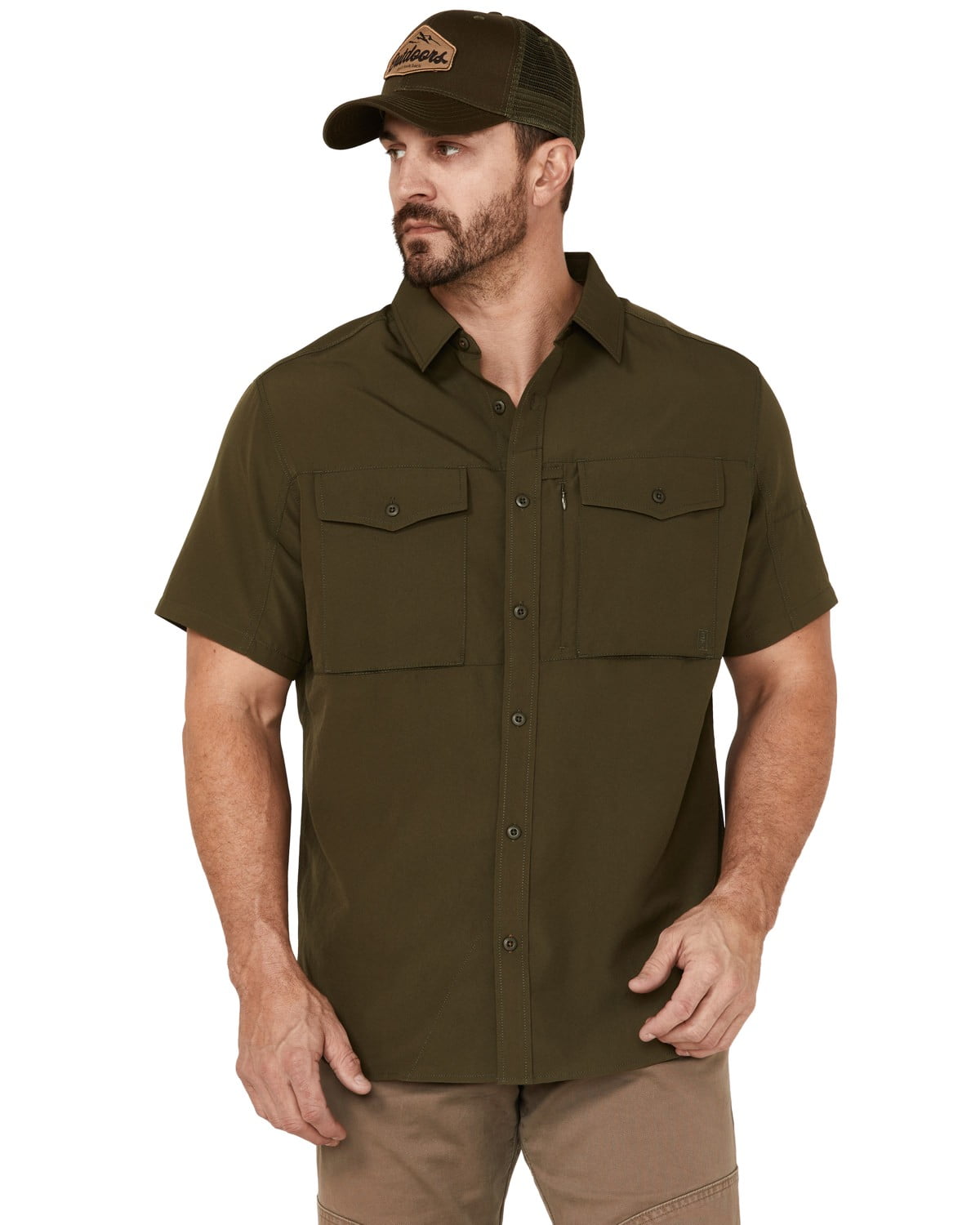 Brothers And Sons Men's Solid Dobby Performance Short Sleeve Button ...