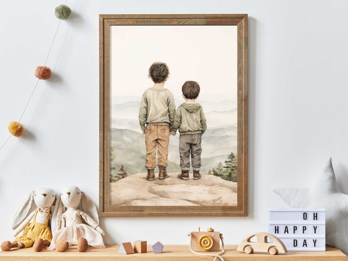 Brothers Bedroom Decor, Brothers Room Print, Two Brothers Painting ...