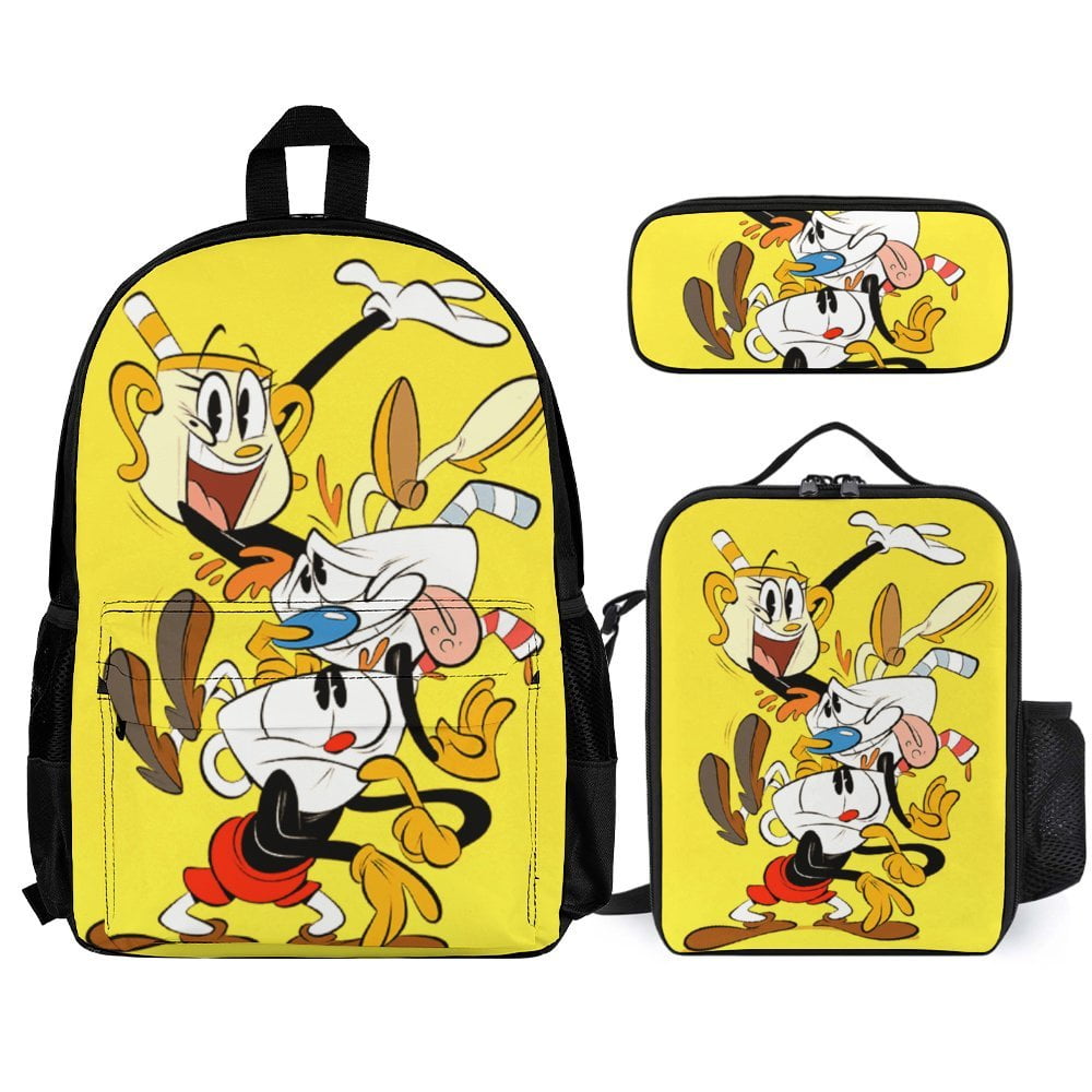 Brothers Cuphead Mugman Backpack With Lunch Bag Pencil Case Pen Bag ...