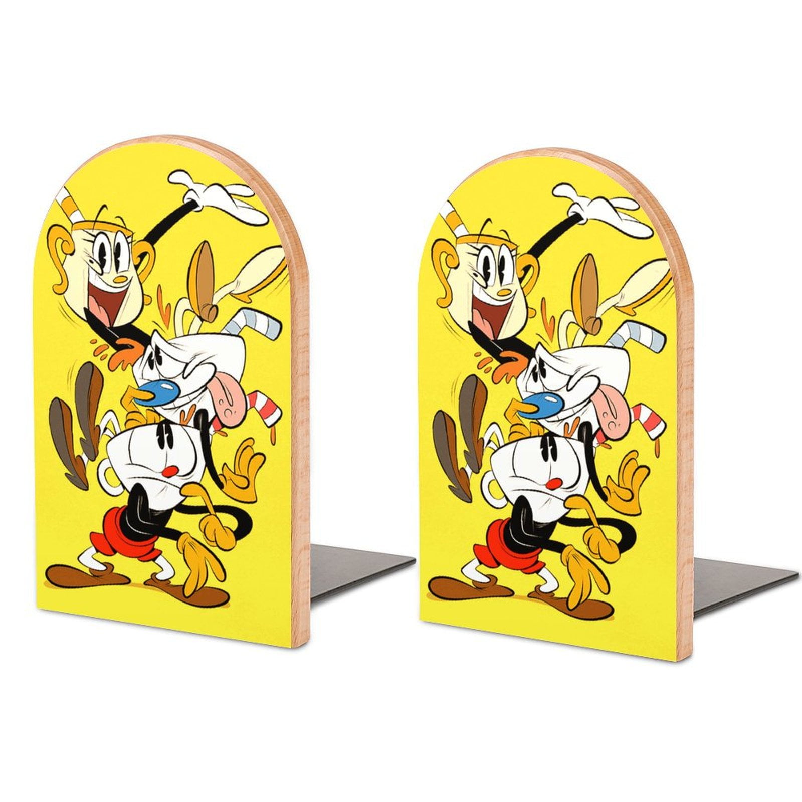 Brothers Cuphead Mugman Bookends Wood Book Divider Decor Shelves Non ...