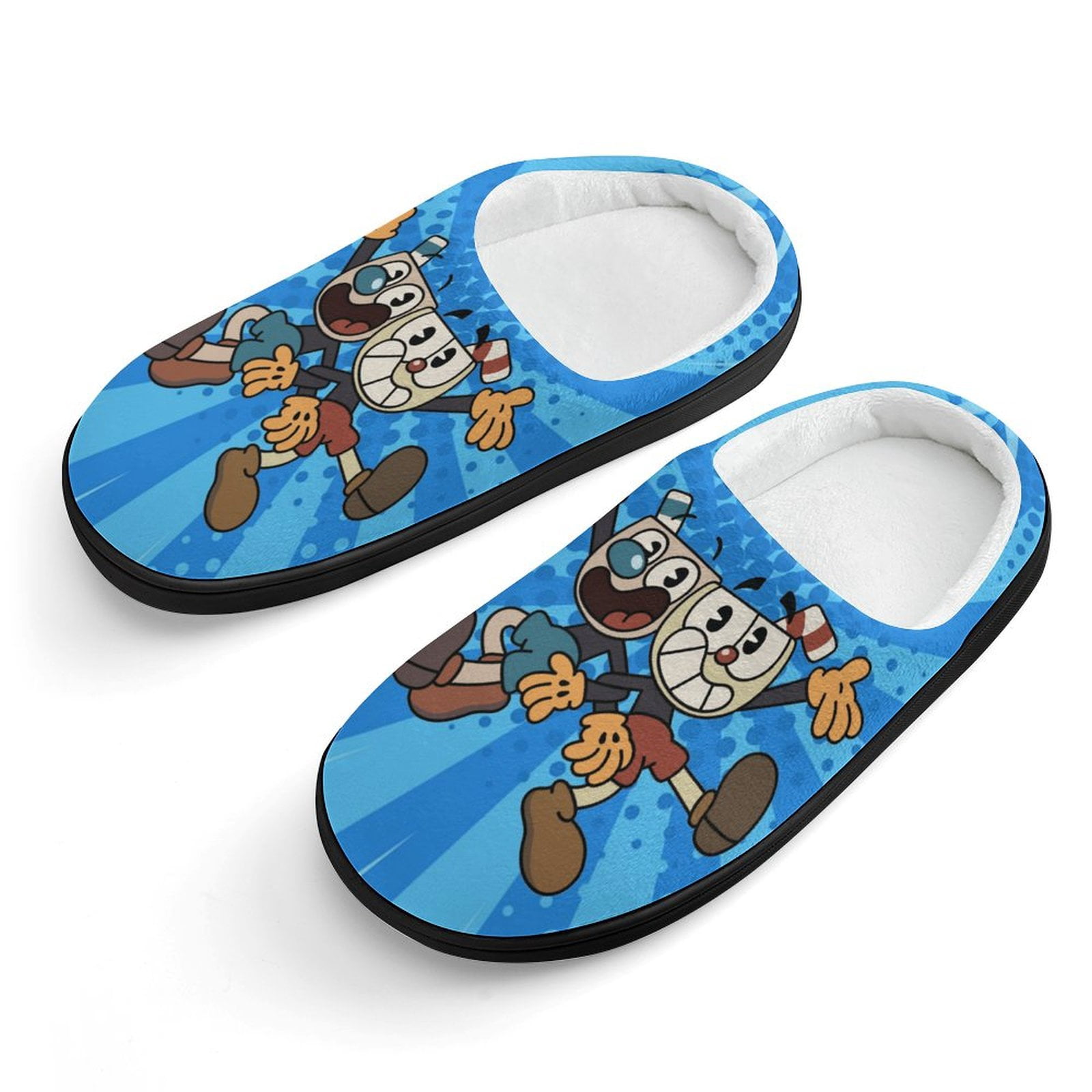 Brothers Cuphead Mugman Kid's Cotton Slippers Winter Warm Soft Plush ...