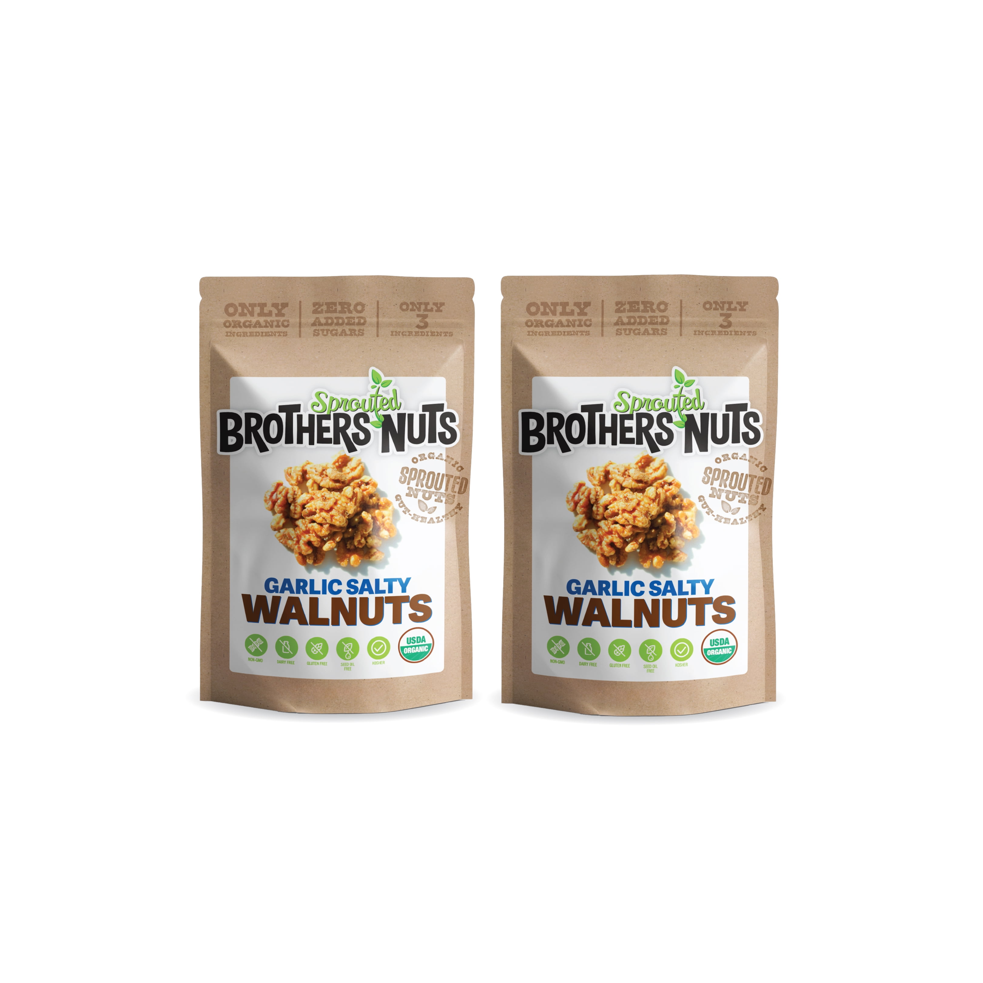 Brothers Nuts - Garlic Salty Sprouted Walnuts - Great Tasting - Gluten ...