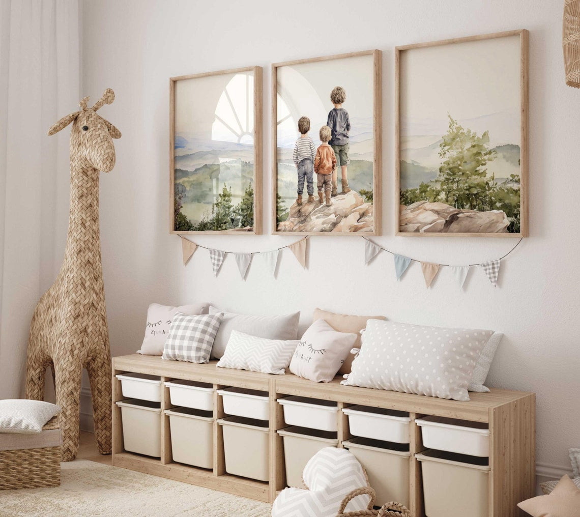 Brothers Print Three Brothers Outdoors Nursery Adventure Decor Boy ...