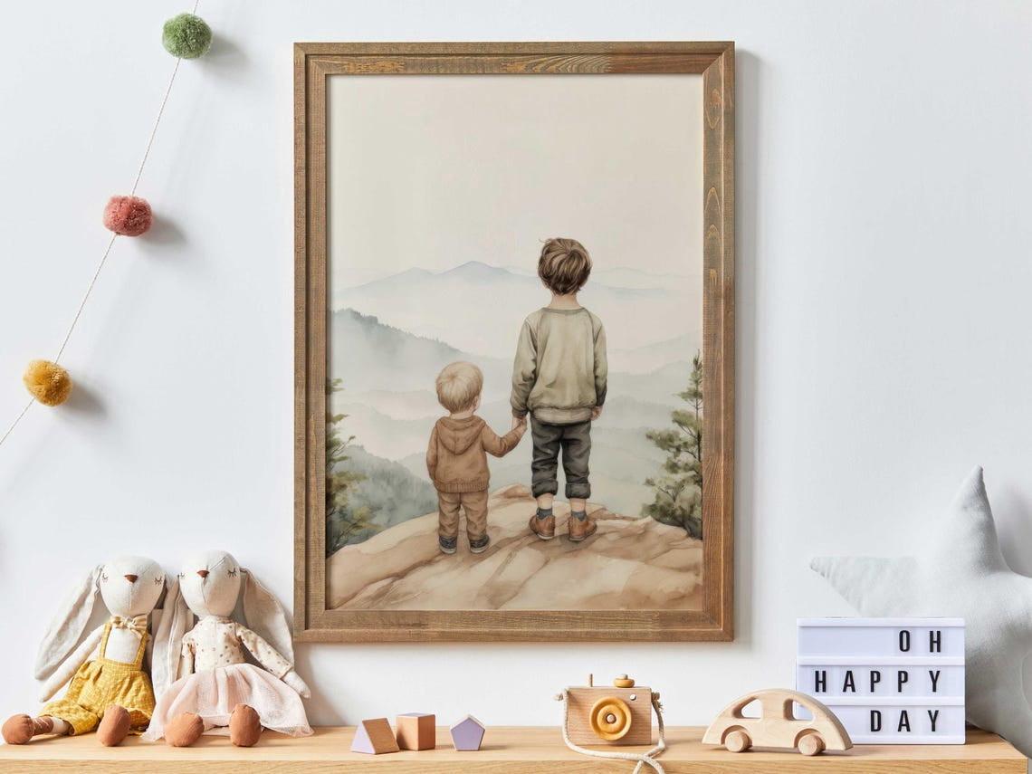 Brothers Room Decor Mountain Nursery Art Shared Bedroom, Unframed Paper ...