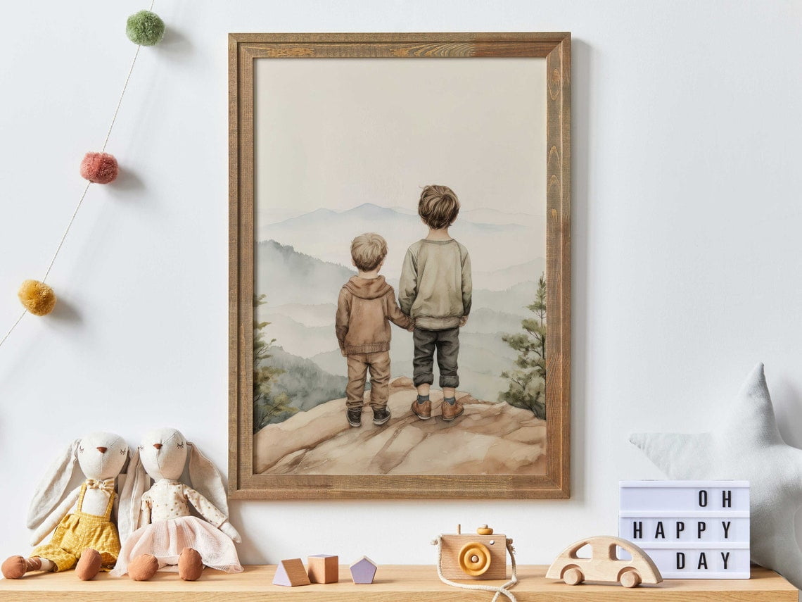 Brothers Room Print Shared Brothers Bedroom Decor Brother Adventure ...
