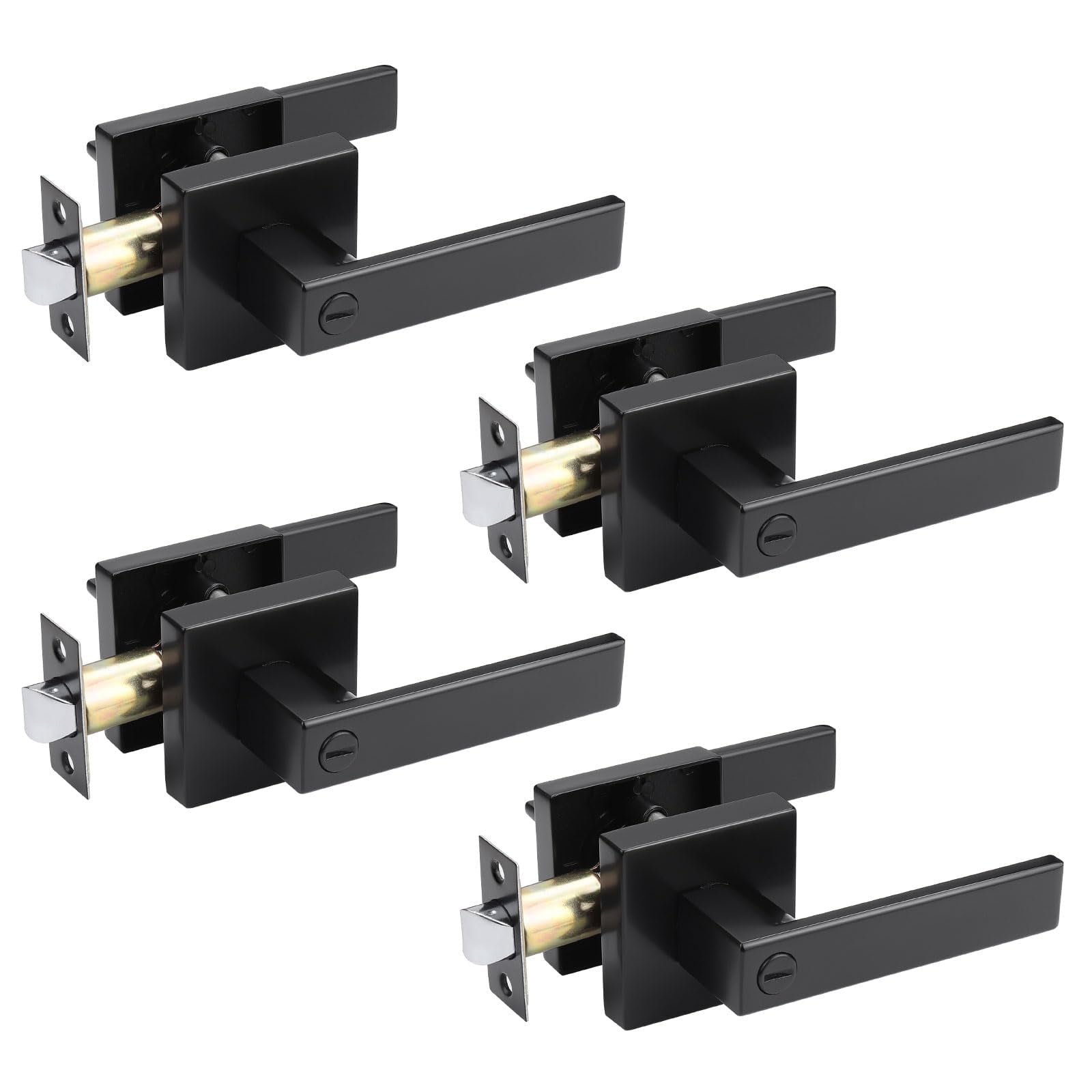Brotima 4 Pack Matte Black Door Handles Privacy Door Lever with Lock ...