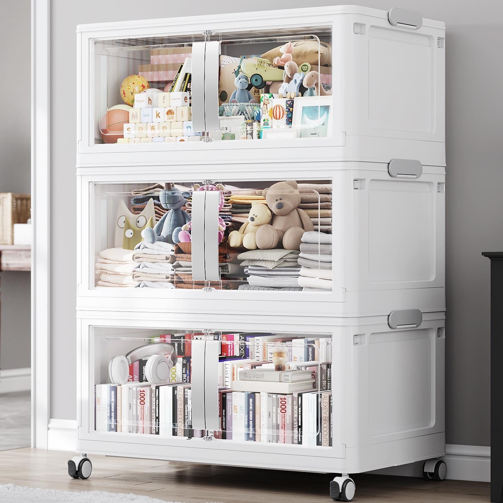 Broview 120Gal Extra Large Stackable Storage Bins, 480Qt Collapsible ...