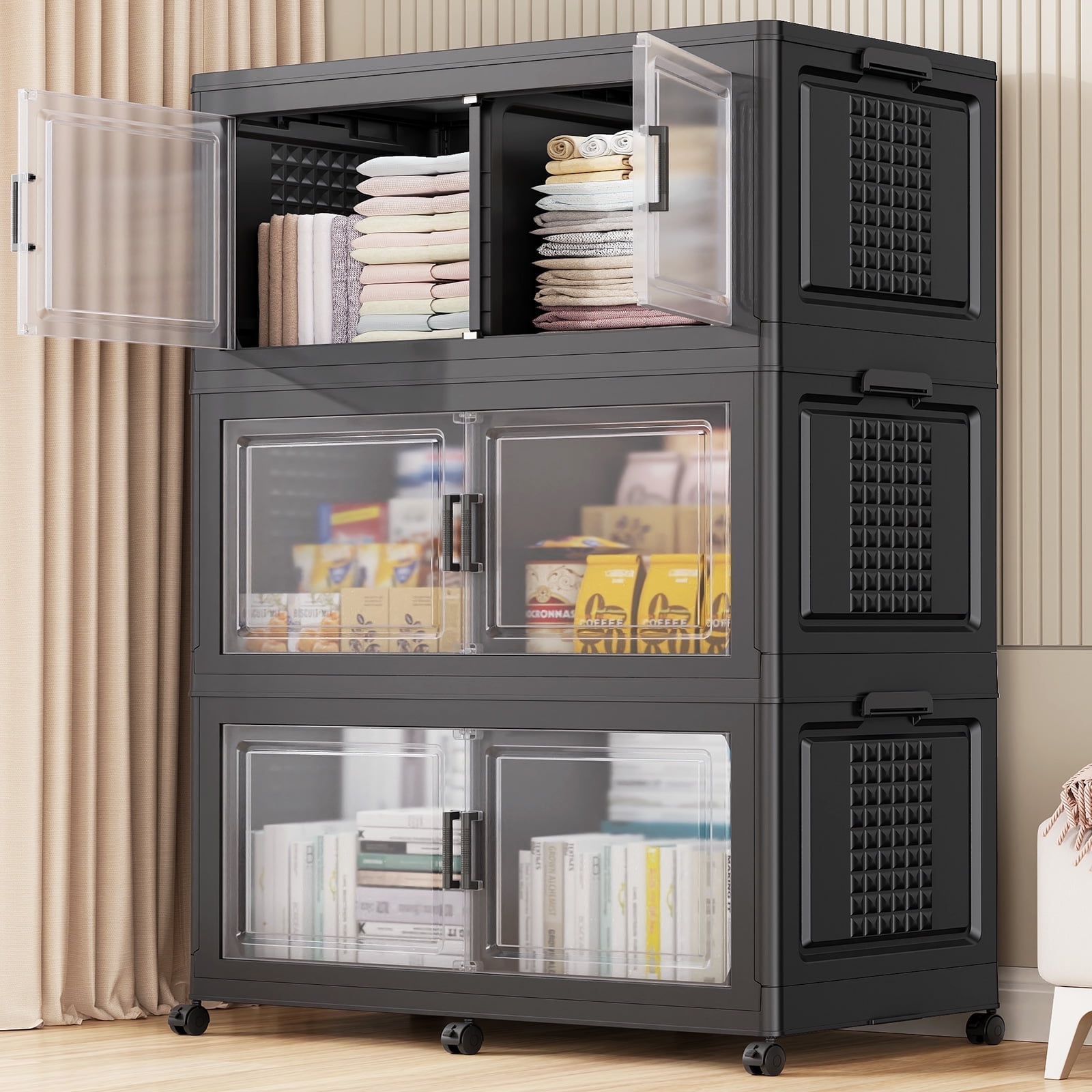 Broview 150Gal Extra Large Stackable Storage Bins with Lid & Wheels ...