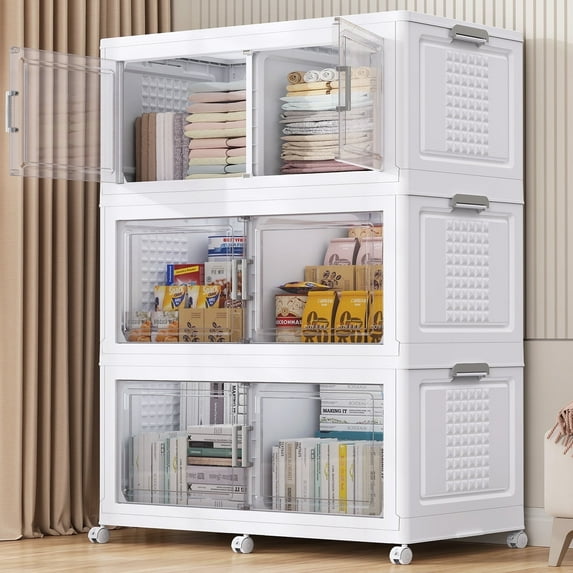 Broview 600QT Stackable Storage Bins with Lid, Wheels & Dividers, Extra ...