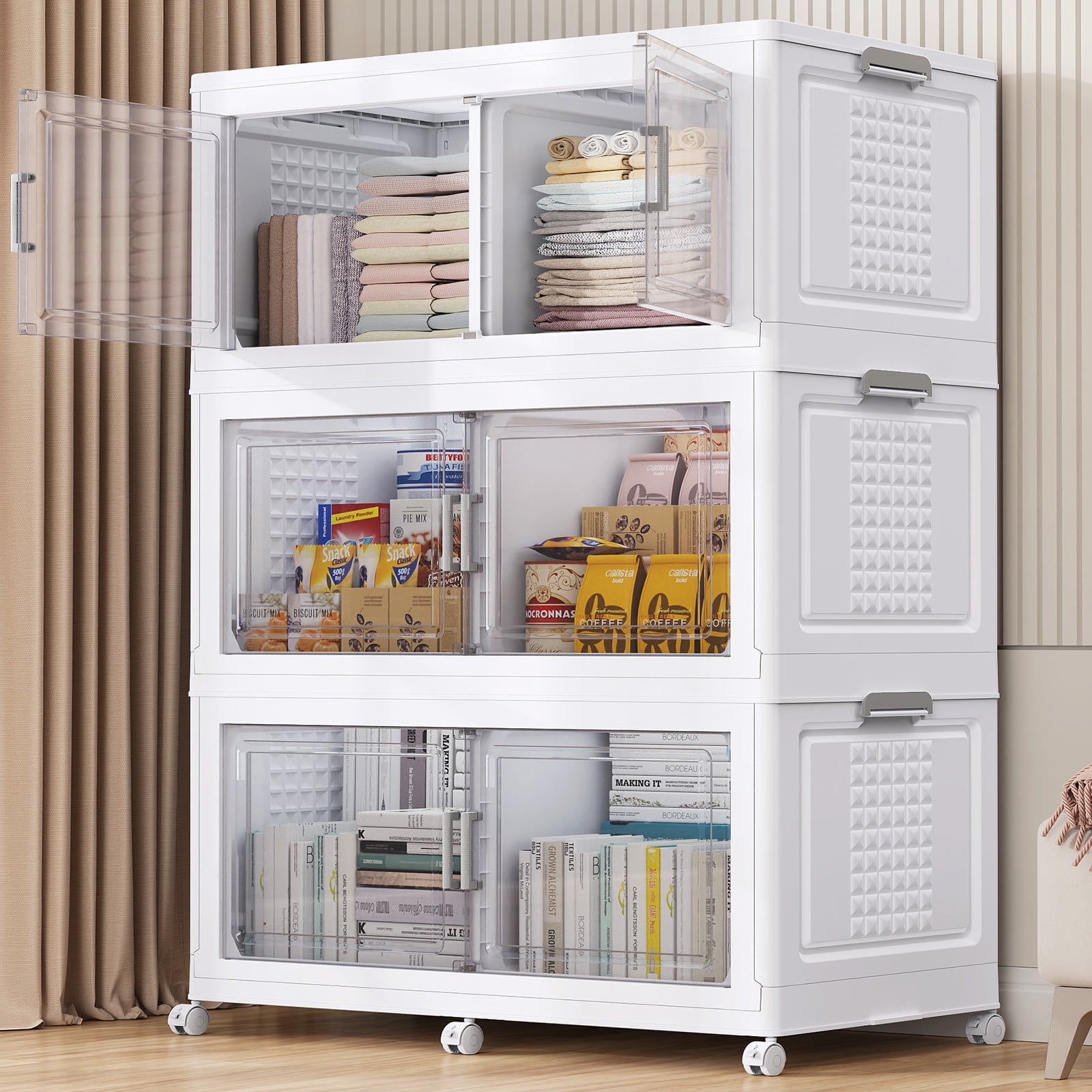 Broview 150Gal Extra Large Stackable Storage Bins with Lid & Wheels ...