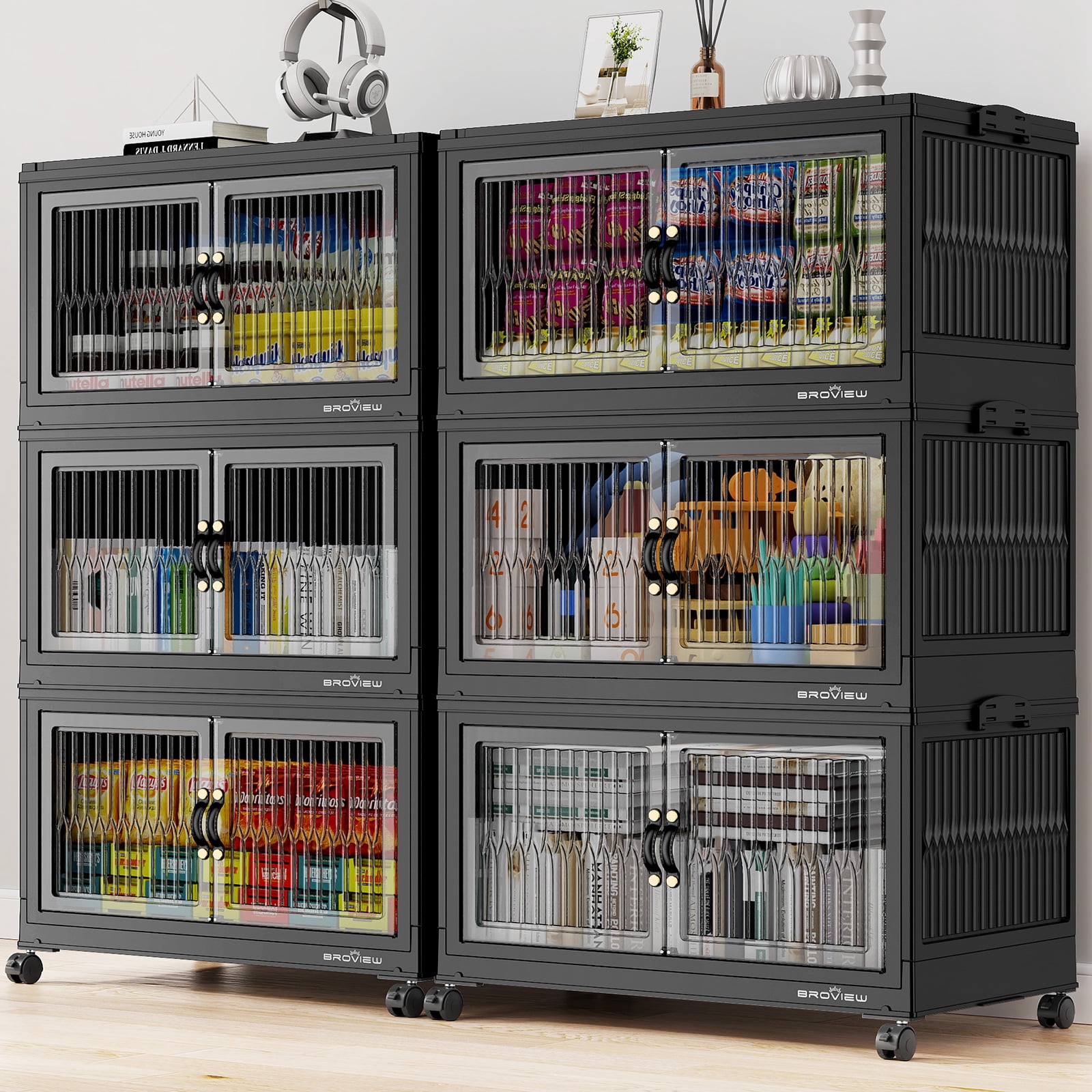 Broview 180Gal Large Stackable Storage Bins with Lid & Doors, 720QT ...