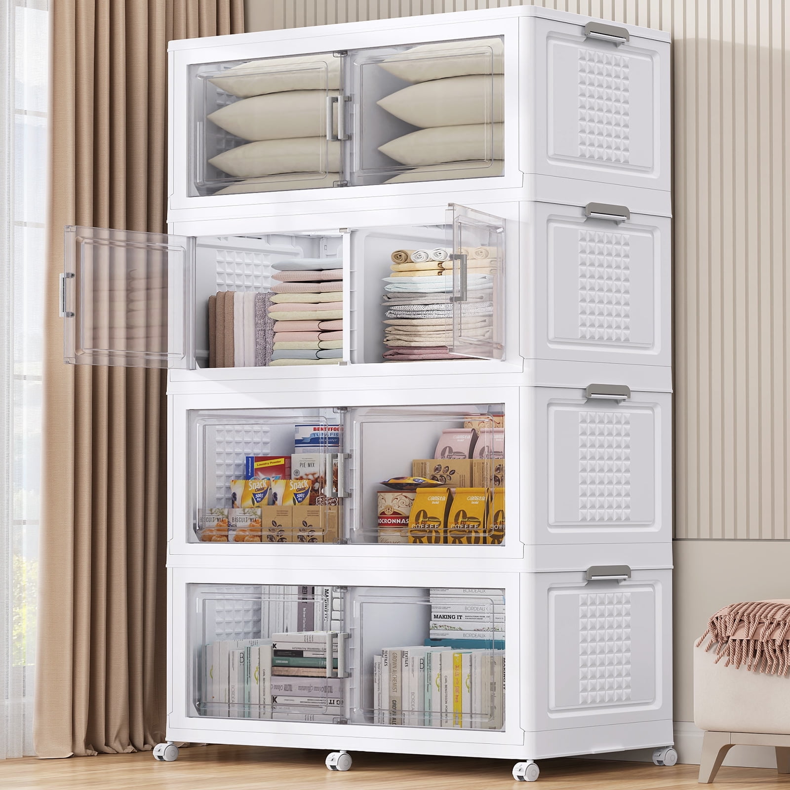 Broview 200Gal Extra Large Stackable Storage Bins with Lid & Wheels ...