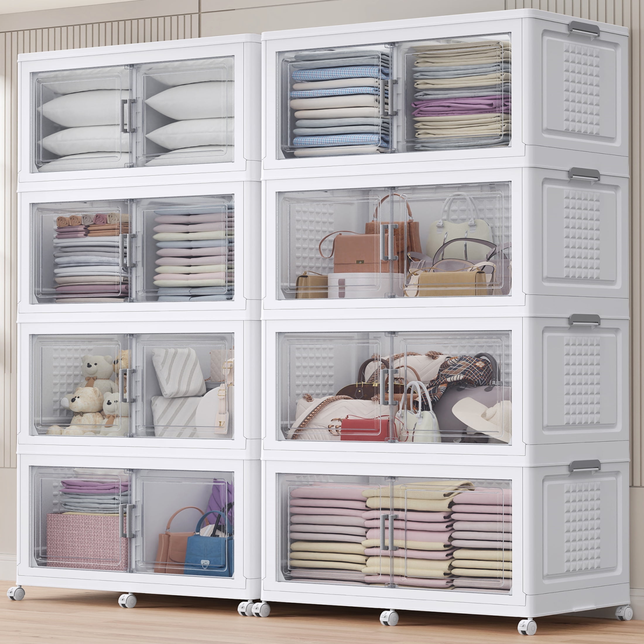 Broview 400Gal Extra Large Stackable Storage Bins with 2 Lids & Wheels ...