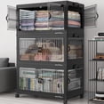 Broview 90Gal Stackable Storage Bins with 3x Lids, Front and Side Open ...