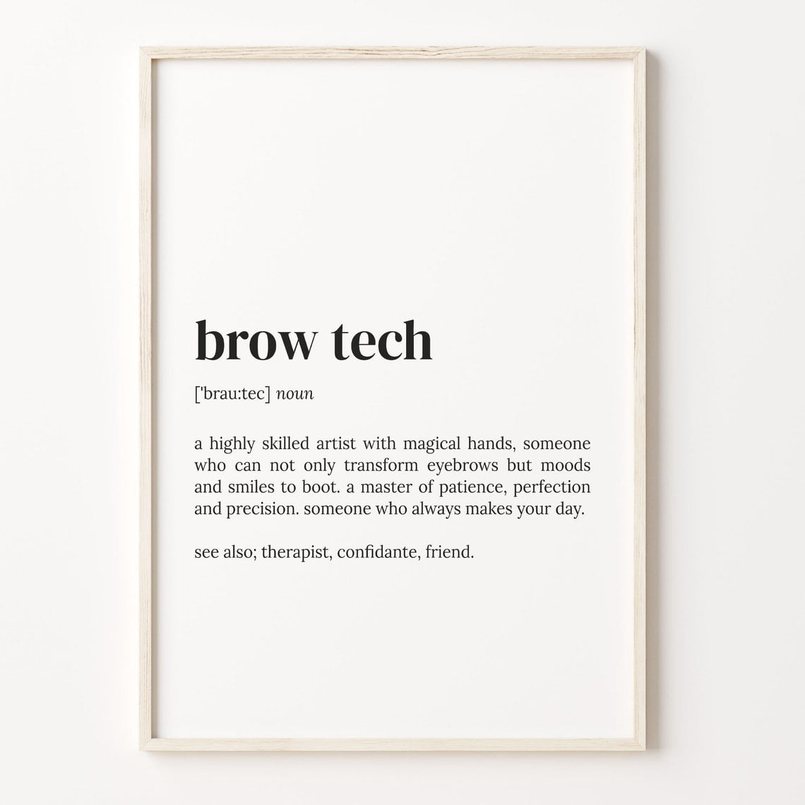 Brow Tech Definition Print, Quote Wall Art Poster Unframed Paper Print ...