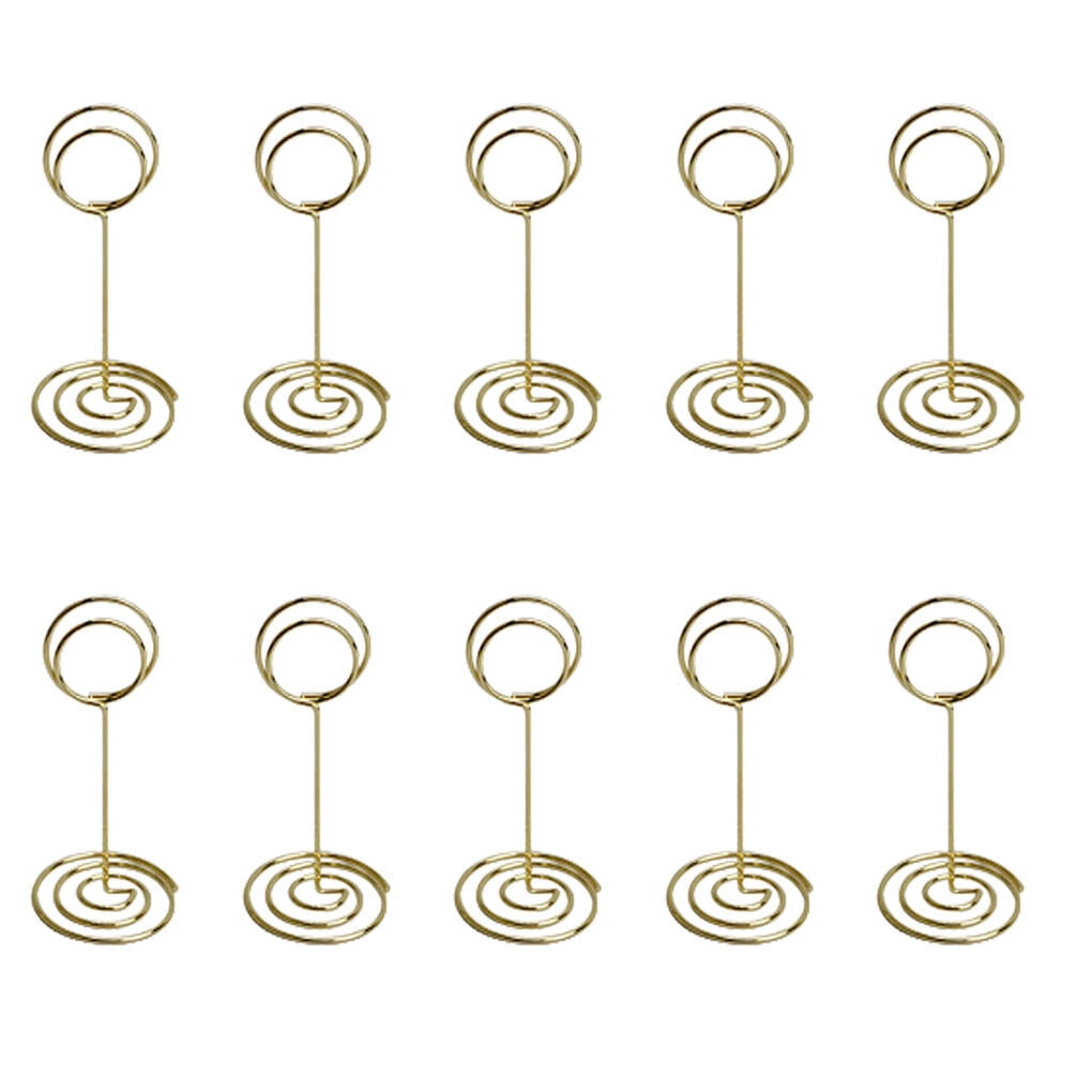 BrowQuartz 10 Pieces Table Number Stand Round Shape Displaying Metal ...