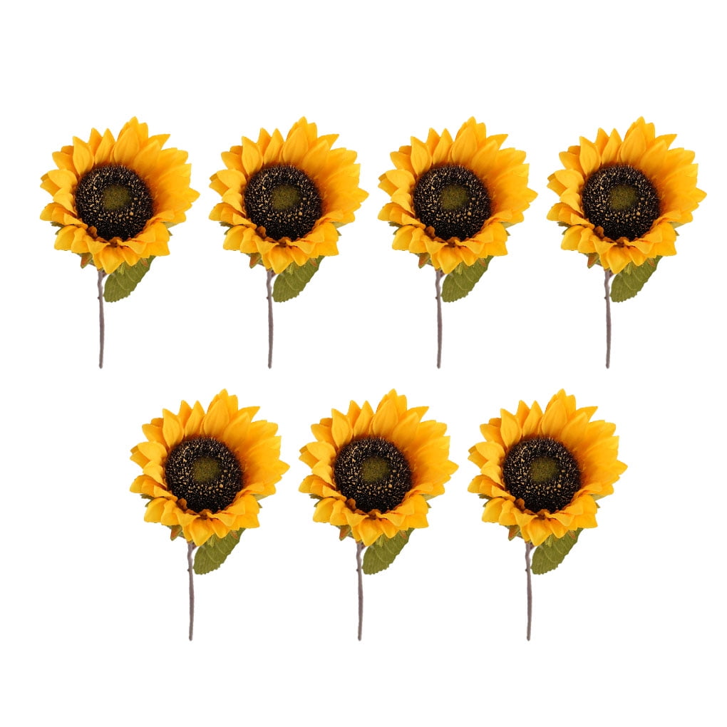 BrowQuartz 7pcs Artificial Sunflowers Flowers Bouquet Realistic ...