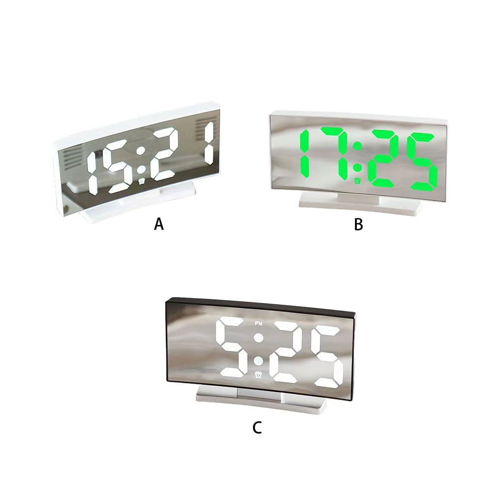 BrowQuartz LED Alarm Clock Curved Surface Adjustable Light Table Decor ...