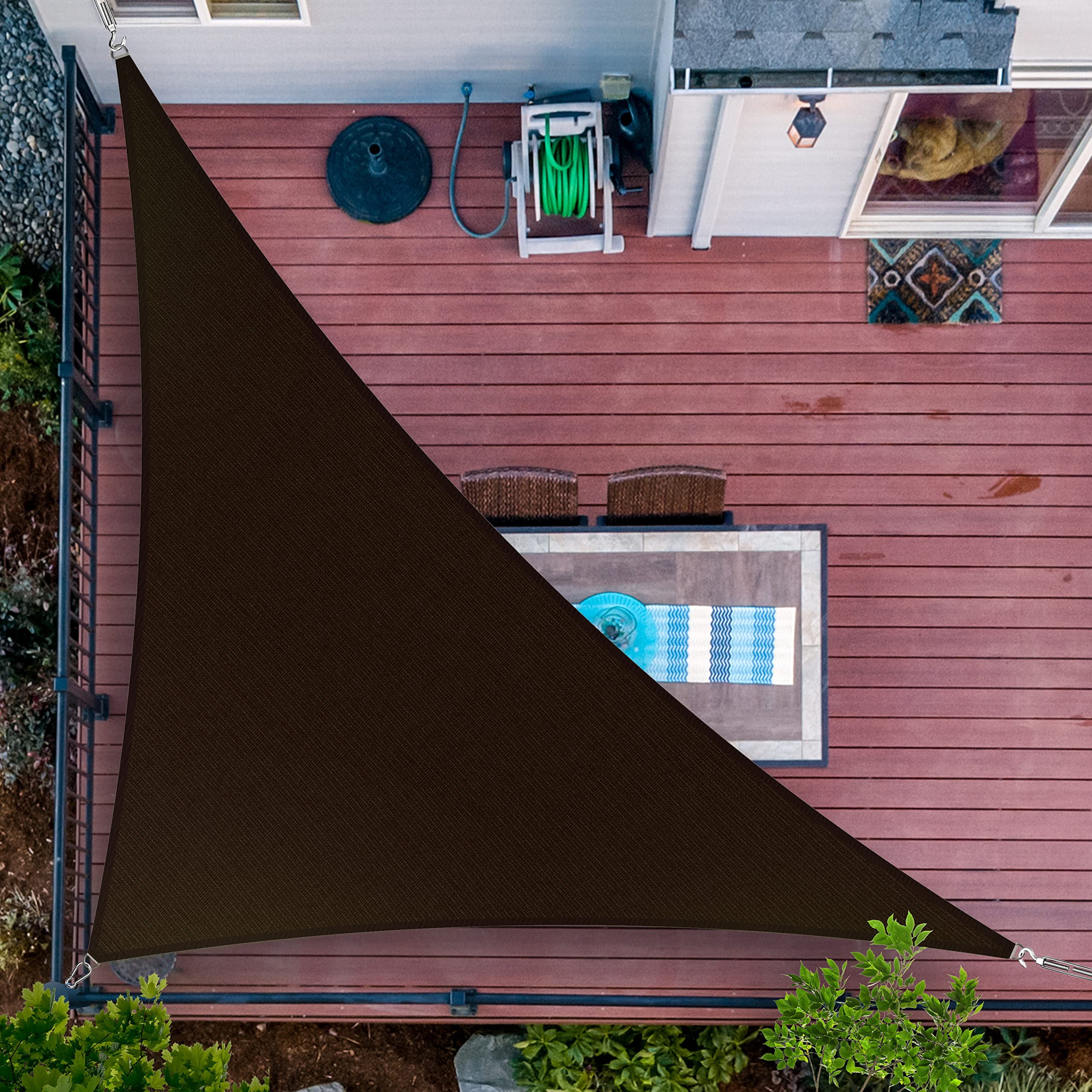 Brown 10' x 13' x 16.4' Custom Size Triangle Sun Shade Sail - Walmart.com