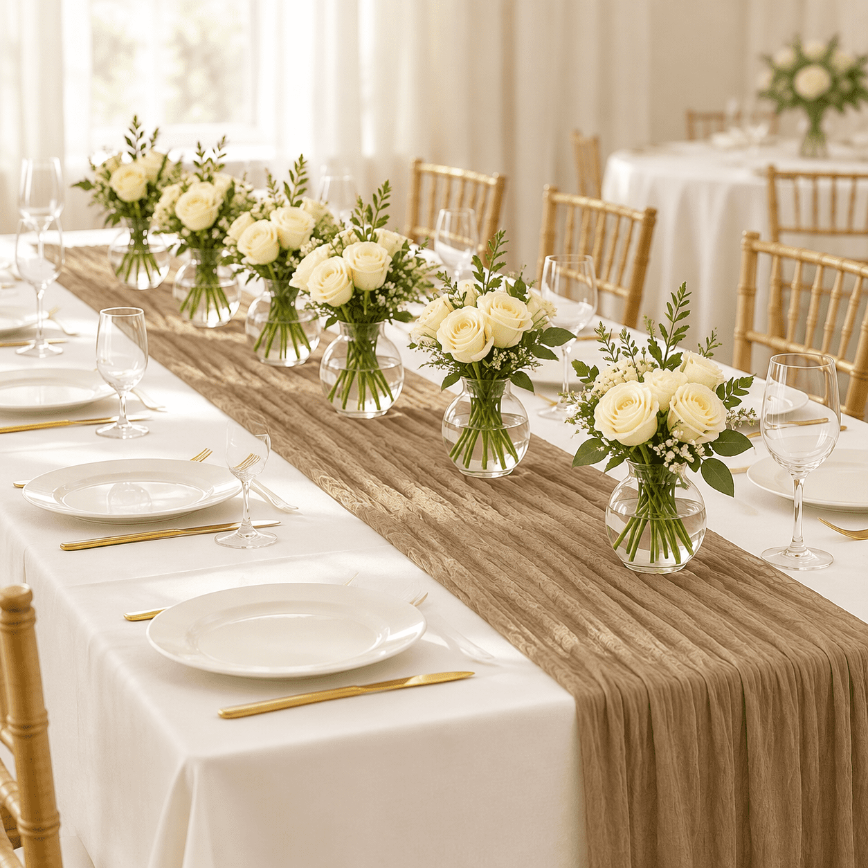 Brown 10ft x 6pcs Cotton Cheesecloth Table Runner for Rustic Wedding ...