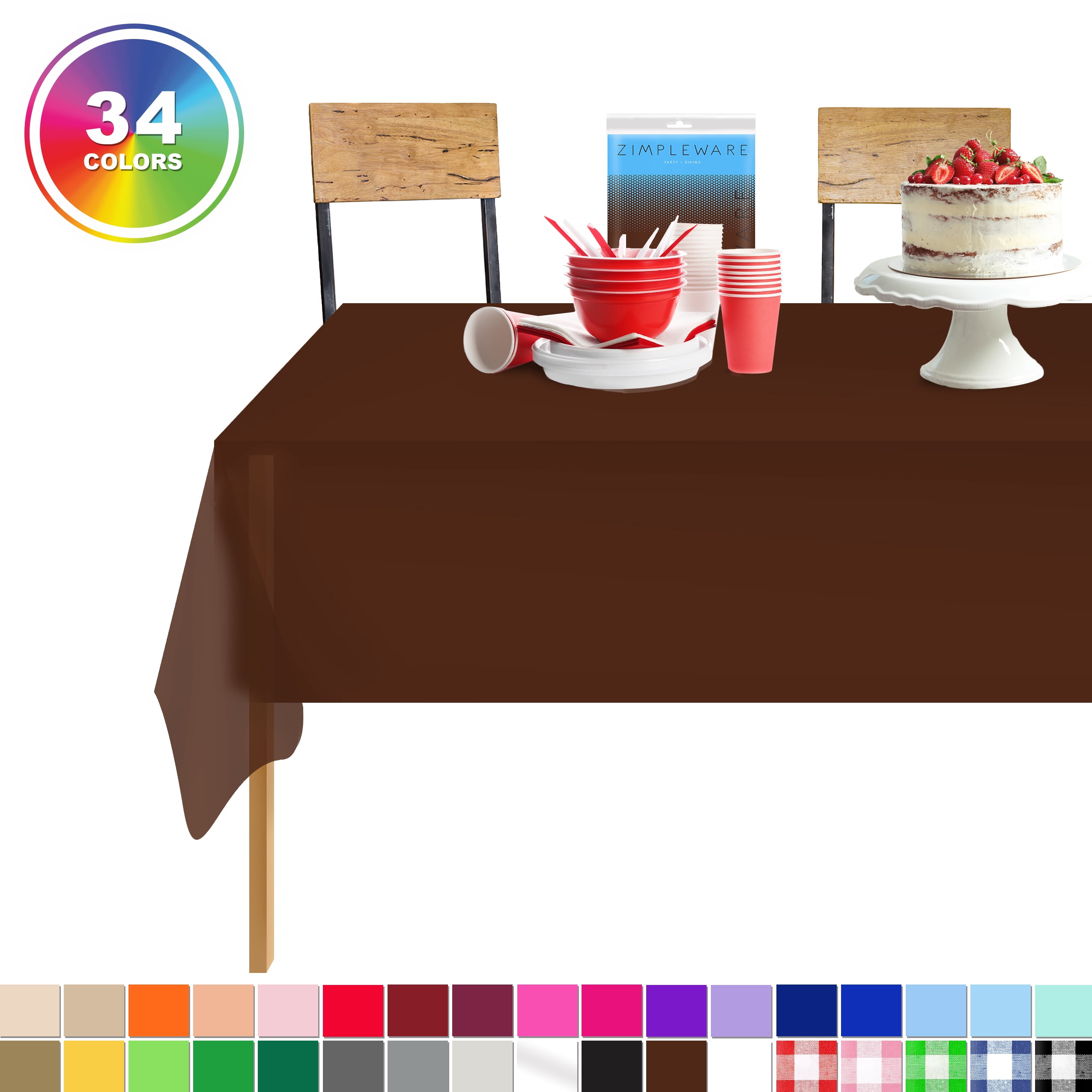Brown 12 Pack Standard Disposable Plastic Party Tablecloth 54 Inch. x ...