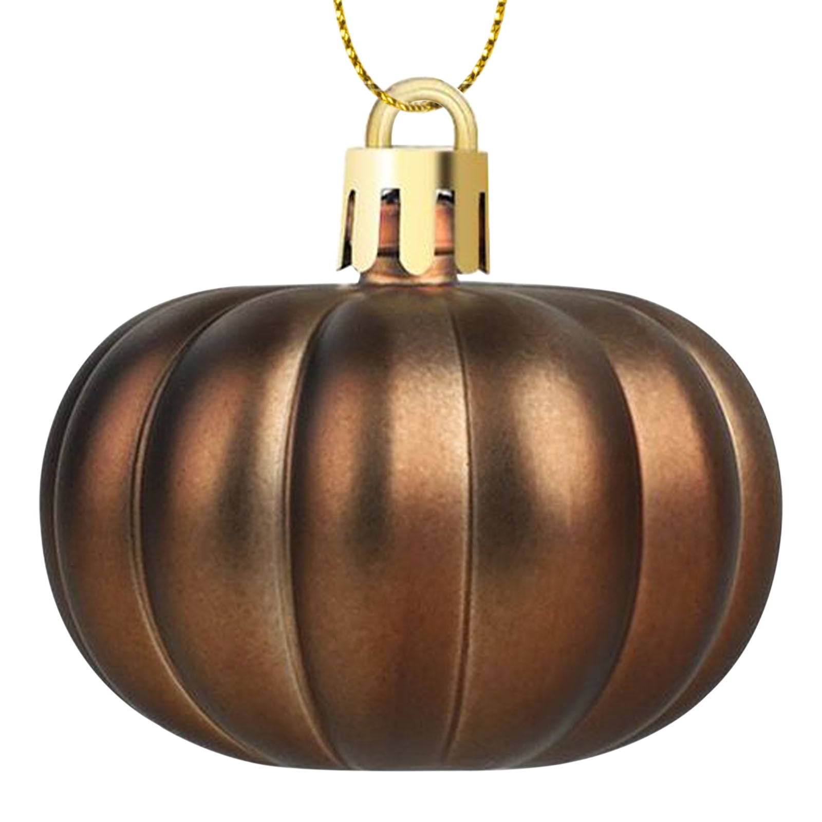 Brown 12-Piece Halloween Pumpkin Ornament Set, Printed Matte Christmas ...