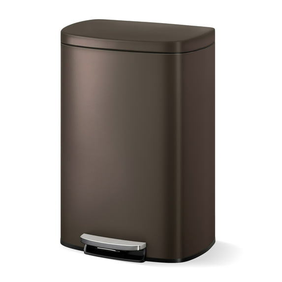 Brown 13 Gallon Stainless Steel Kitchen Trash Can with Lid, Large ...