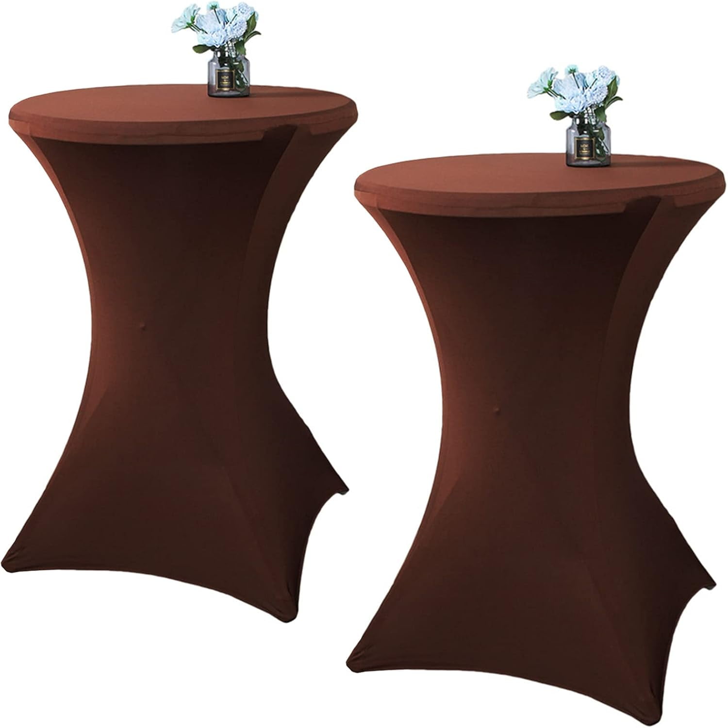 Brown 2 Pack 32x43 Inch Cocktail Tablecloth Spandex Round Fitted Table ...