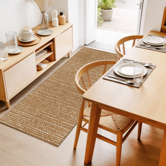 Brown 2'x6' Runner Rug for Hallway Walkway Kitchen Galley, White Dots ...