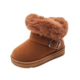 Brown 2026 Children Winter Polyester Snow Boots Solid Warm Fleece Lined ...