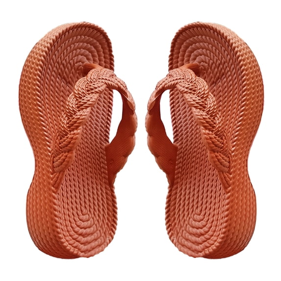 Brown 2026 Womens Fashion Thick Sole Flip Flops Sandals Round Toe Beach ...