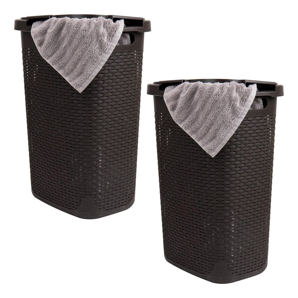 Brown 24.15 in. H x 13.75 in. W x 17.65 in. L Plastic 60L Slim ...