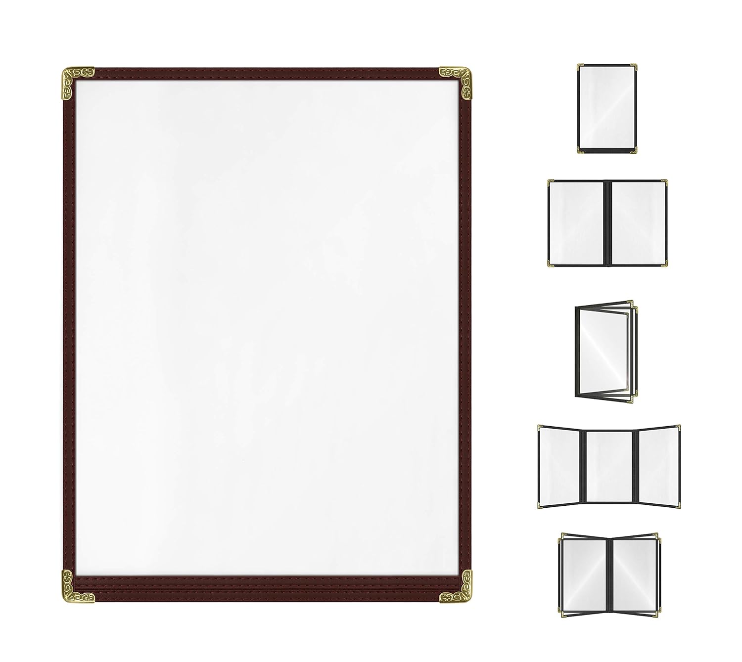 Brown, 25 Pack,1 Page / 2 Views - 8.5" x 11", Cafe Style Menu Cover ...