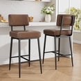 Brown 26 Inch Backrest Faux Leather Counter Height Bar Stools 2-Pack ...
