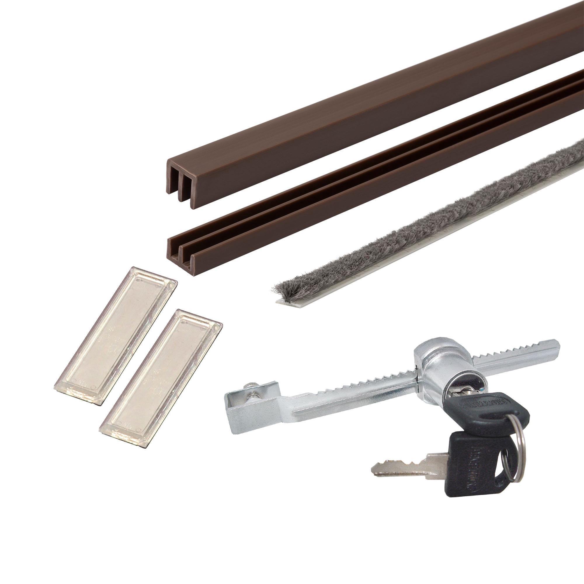 Brown 3 Foot Sliding Door Kit: 1/8" Upper and Lower Tracks, Grey Dust ...